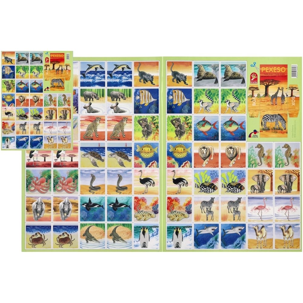 Pexeso Zvieratá 32 obrázkových dvojíc | Skolske–tasky.sk