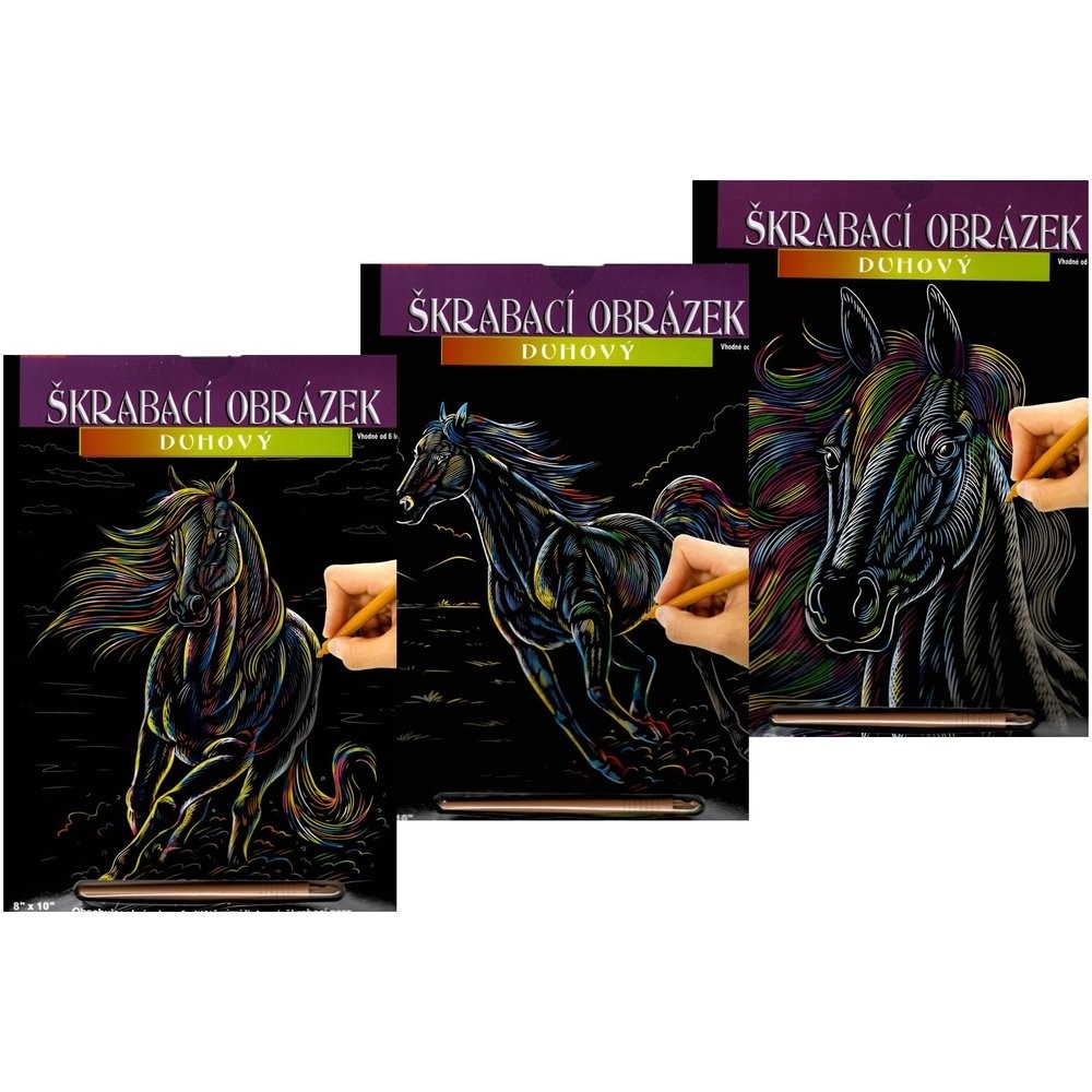 Škrabací obrázok dúhový A4 kôň 3 druhy | Skolske–tasky.sk