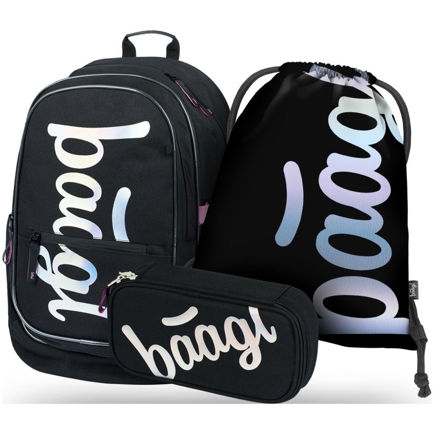 Školský set BAAGL Core Metallic Holo: batoh, peračník, vrecko na cvičky | Skolske–tasky.sk
