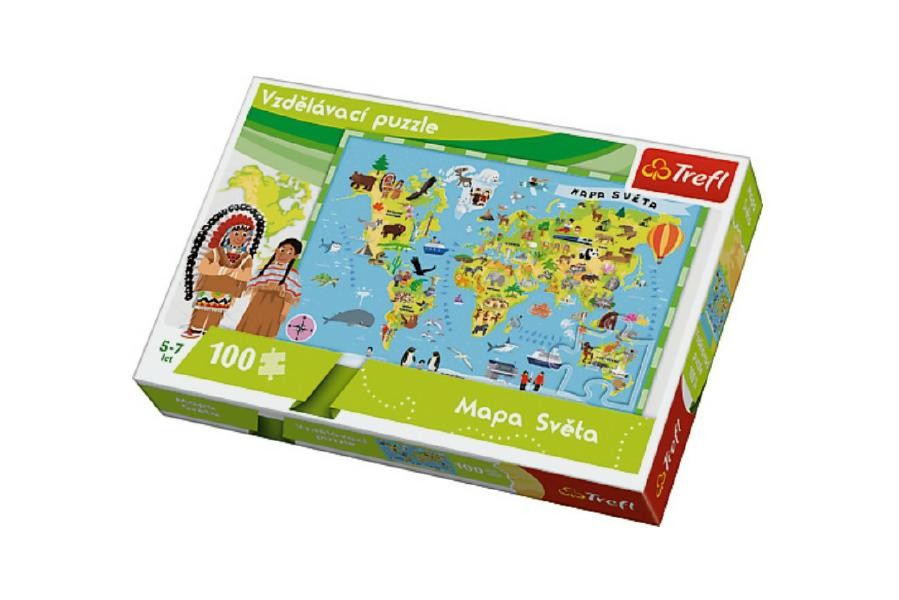 Vzdelávacie puzzle mapa sveta 100 dielikov 60x40cm | Skolske–tasky.sk