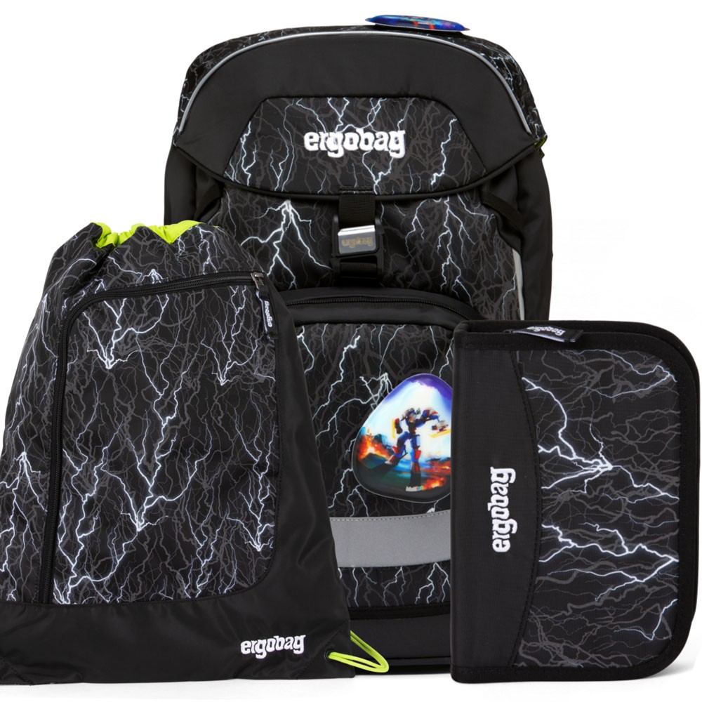Školský batoh Ergobag prime Black reflexný SET | Skolske–tasky.sk
