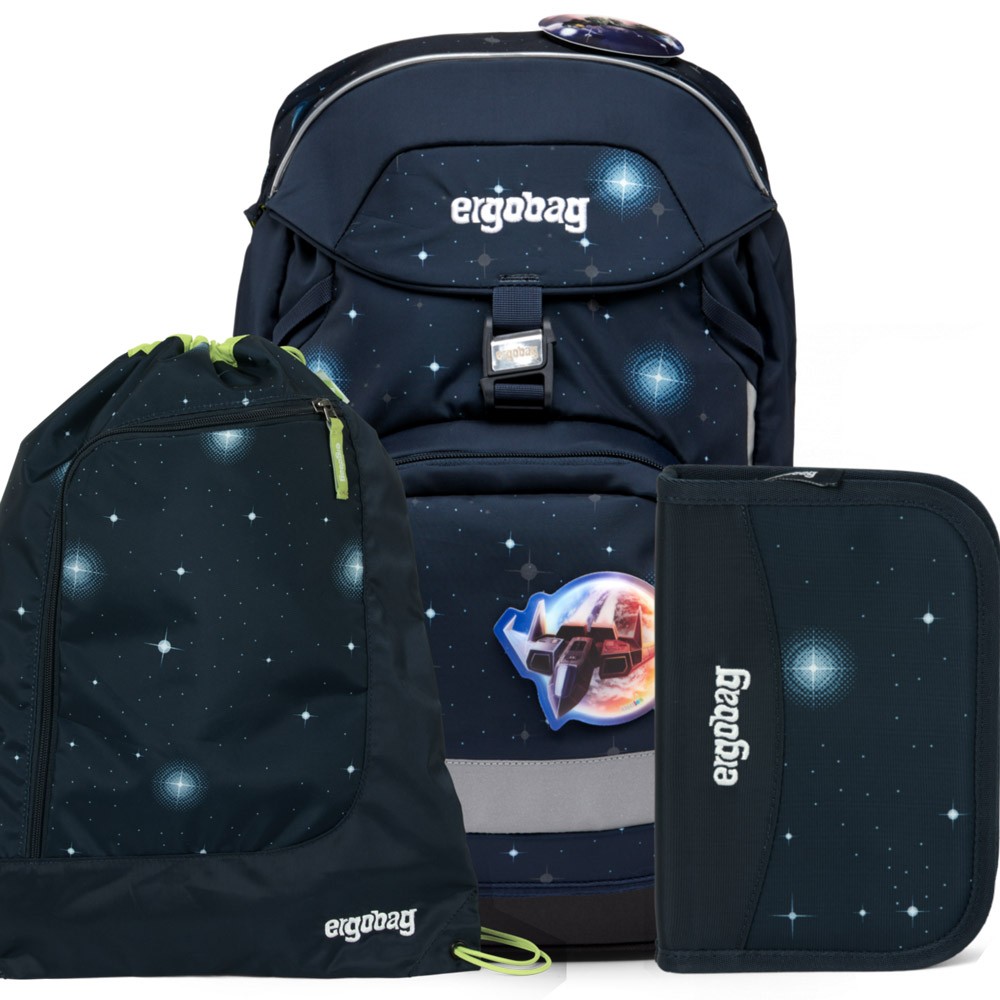 Školský batoh Ergobag prime Galaxy modrý SET | Skolske–tasky.sk